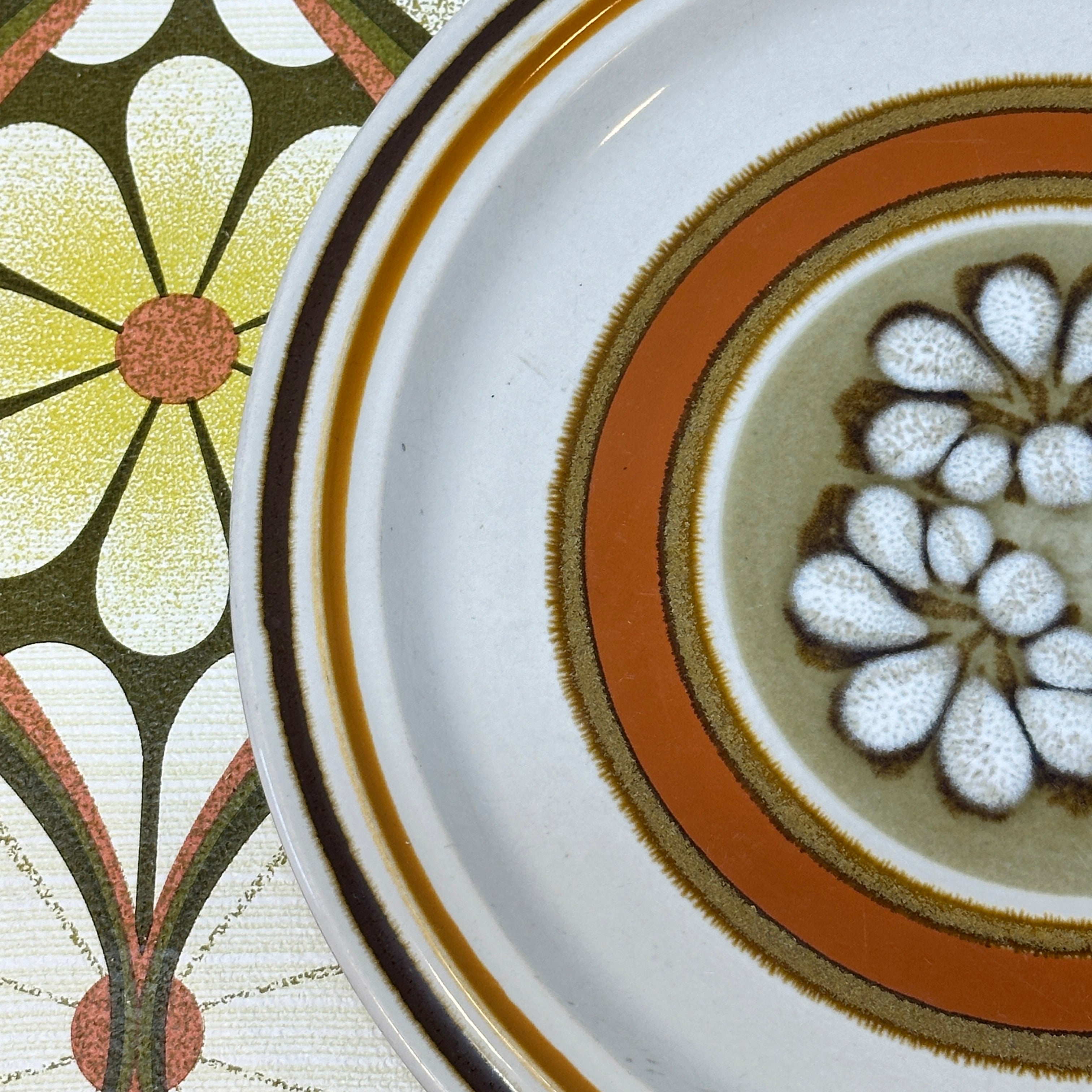 ELECTRA STONEWARE Vintage Retro Large Plate – Pink Peacock