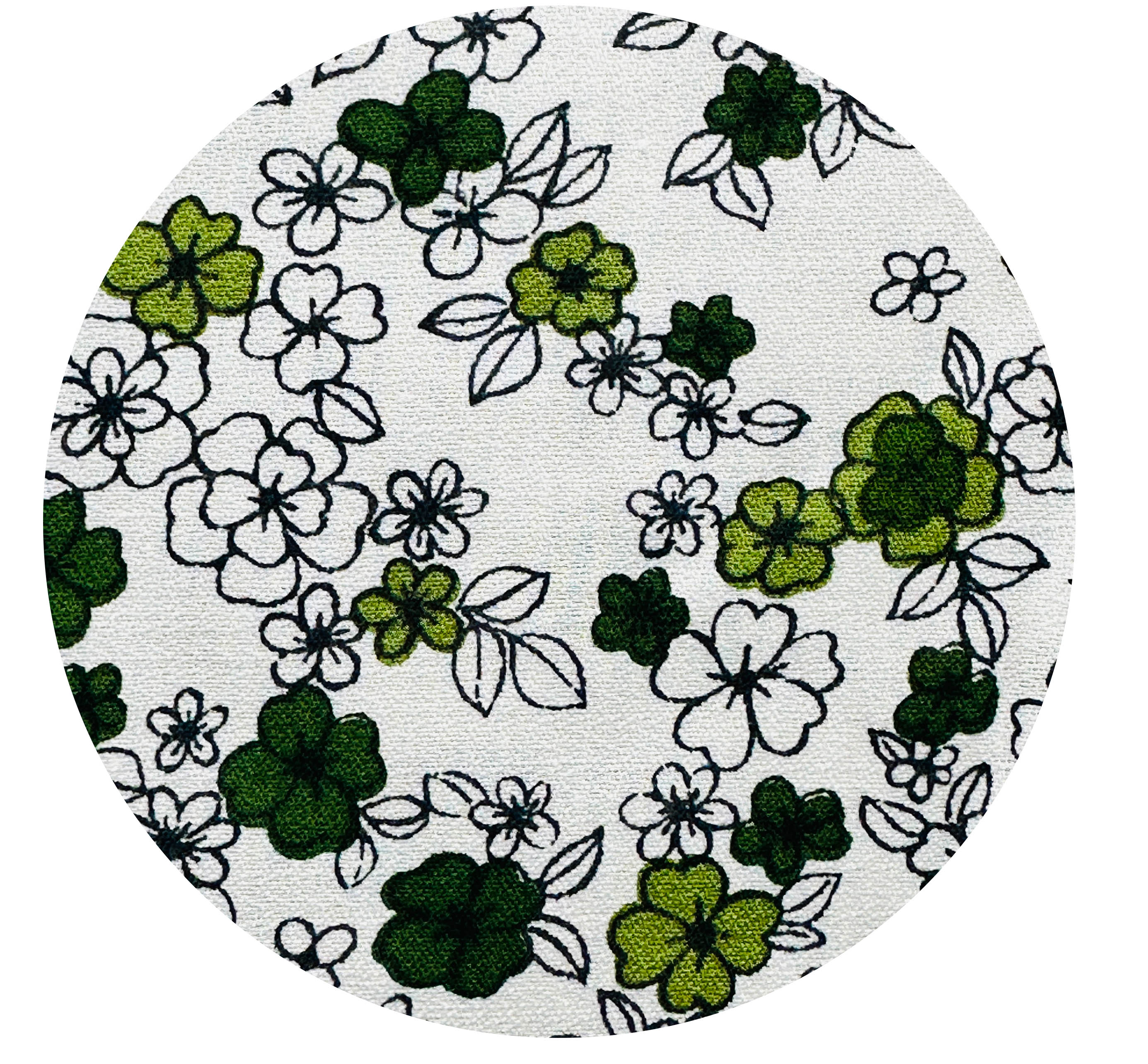 220cms Green & White Floral FABRIC – Pink Peacock