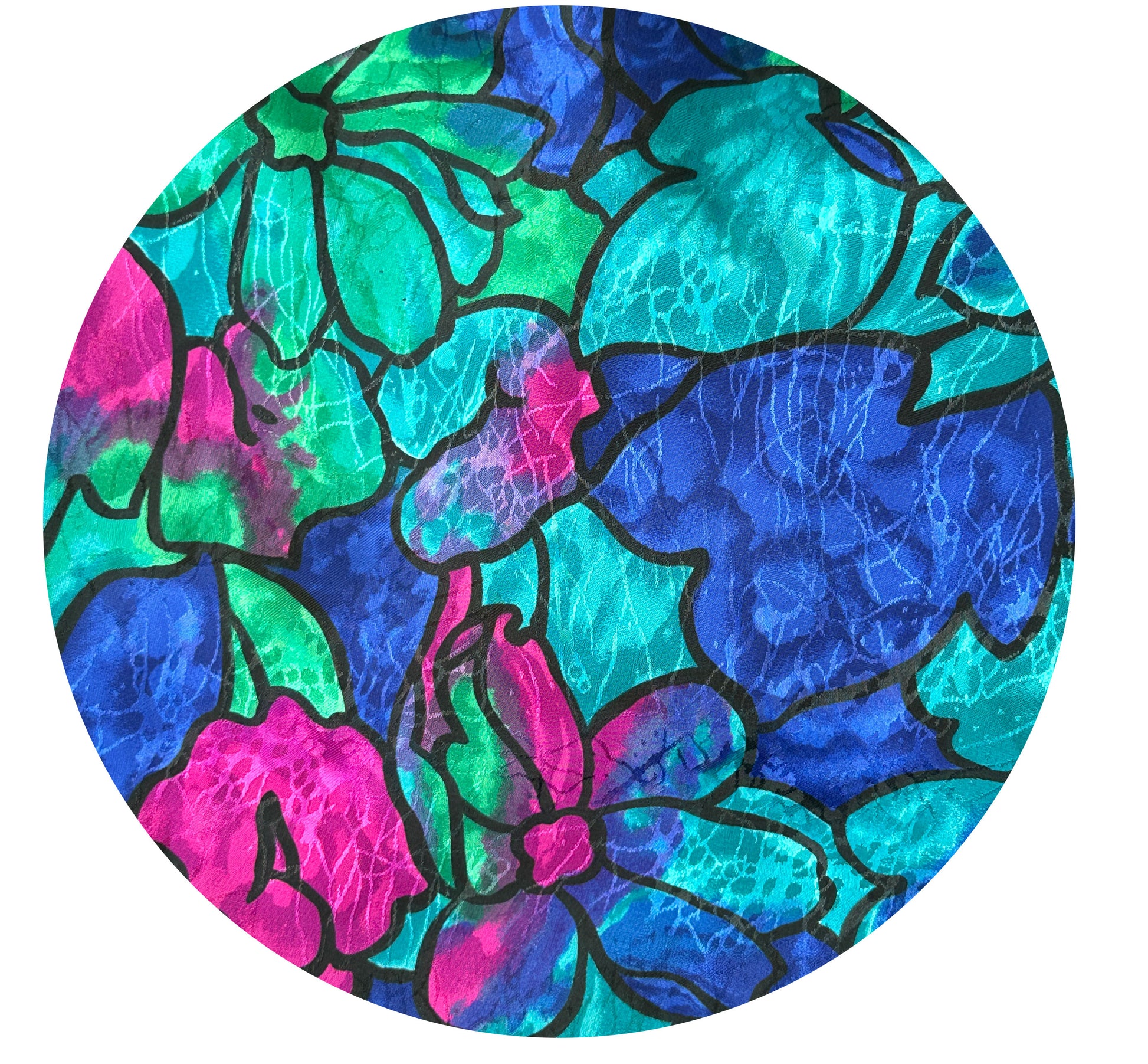 380cms 80's Themed Dress Fabric – Pink Peacock