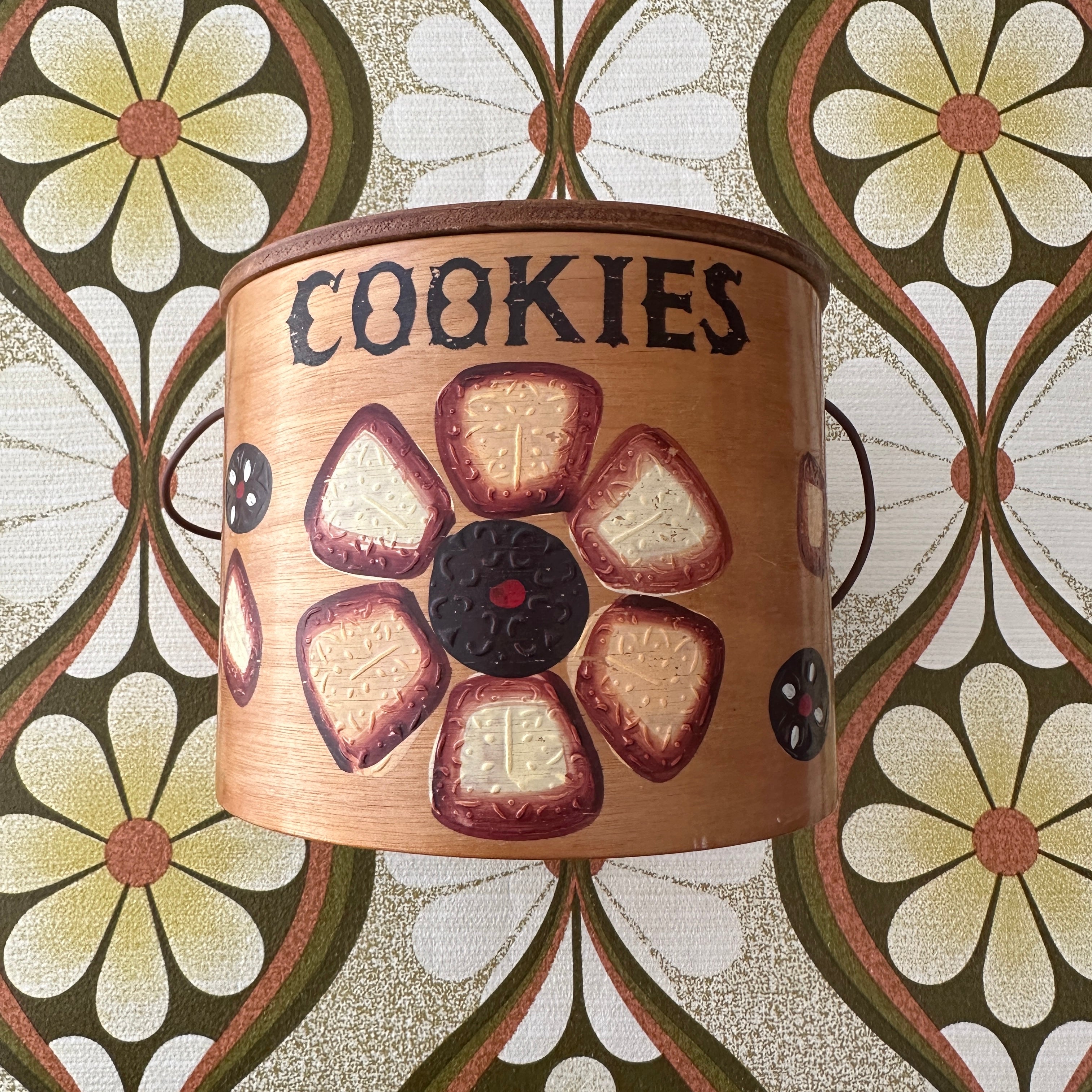 Wooden JAPAN Cookie Barrel VINTAGE – Pink Peacock