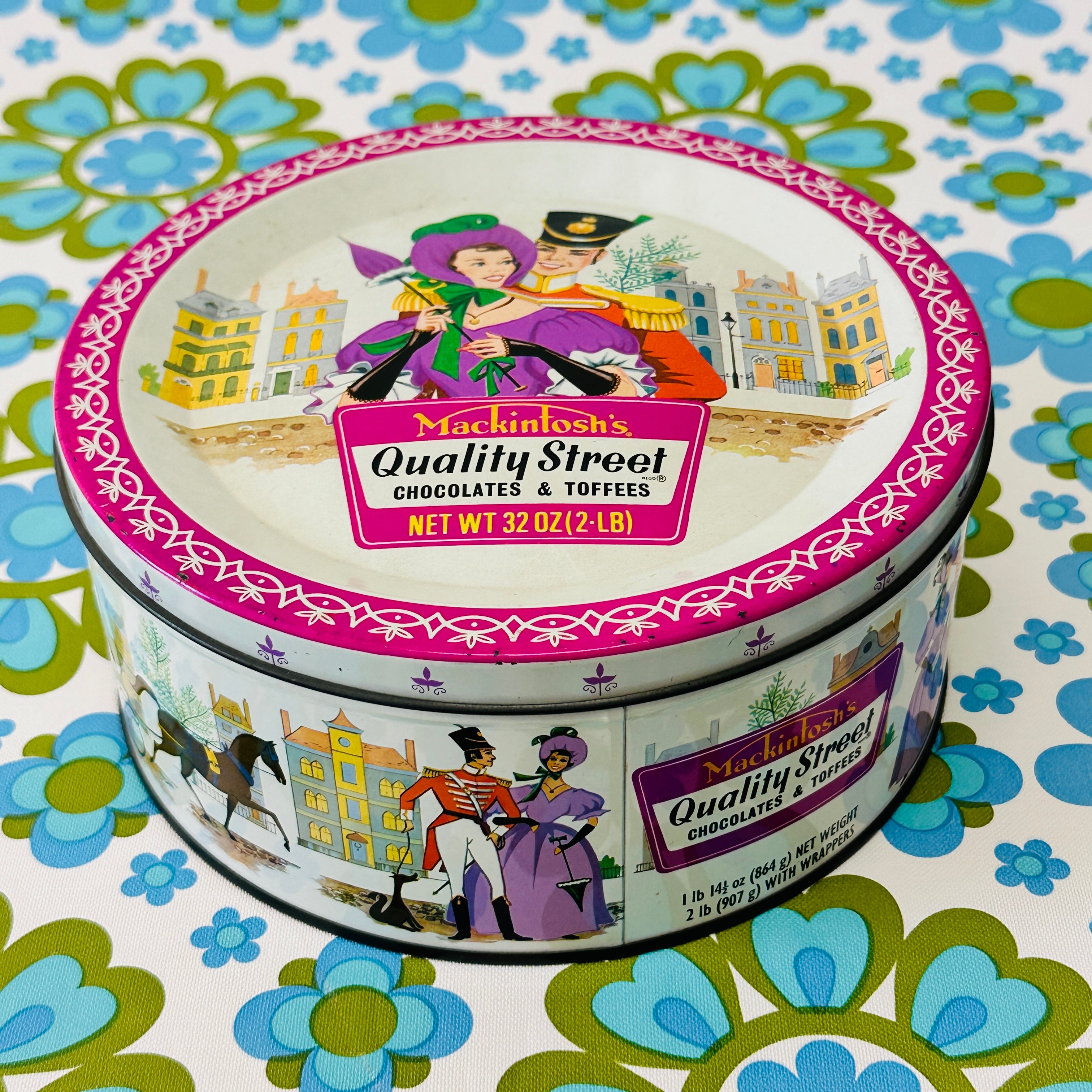 Wonderful VINTAGE Original Quality Street TIN – Pink Peacock