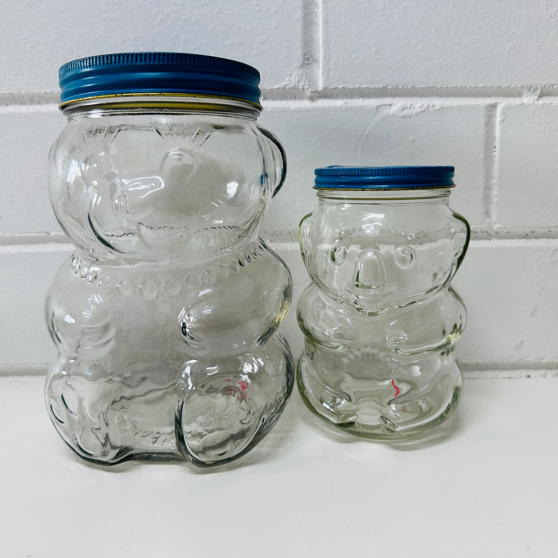 Vintage Retro Teddy Bear Glass Jars – Pink Peacock