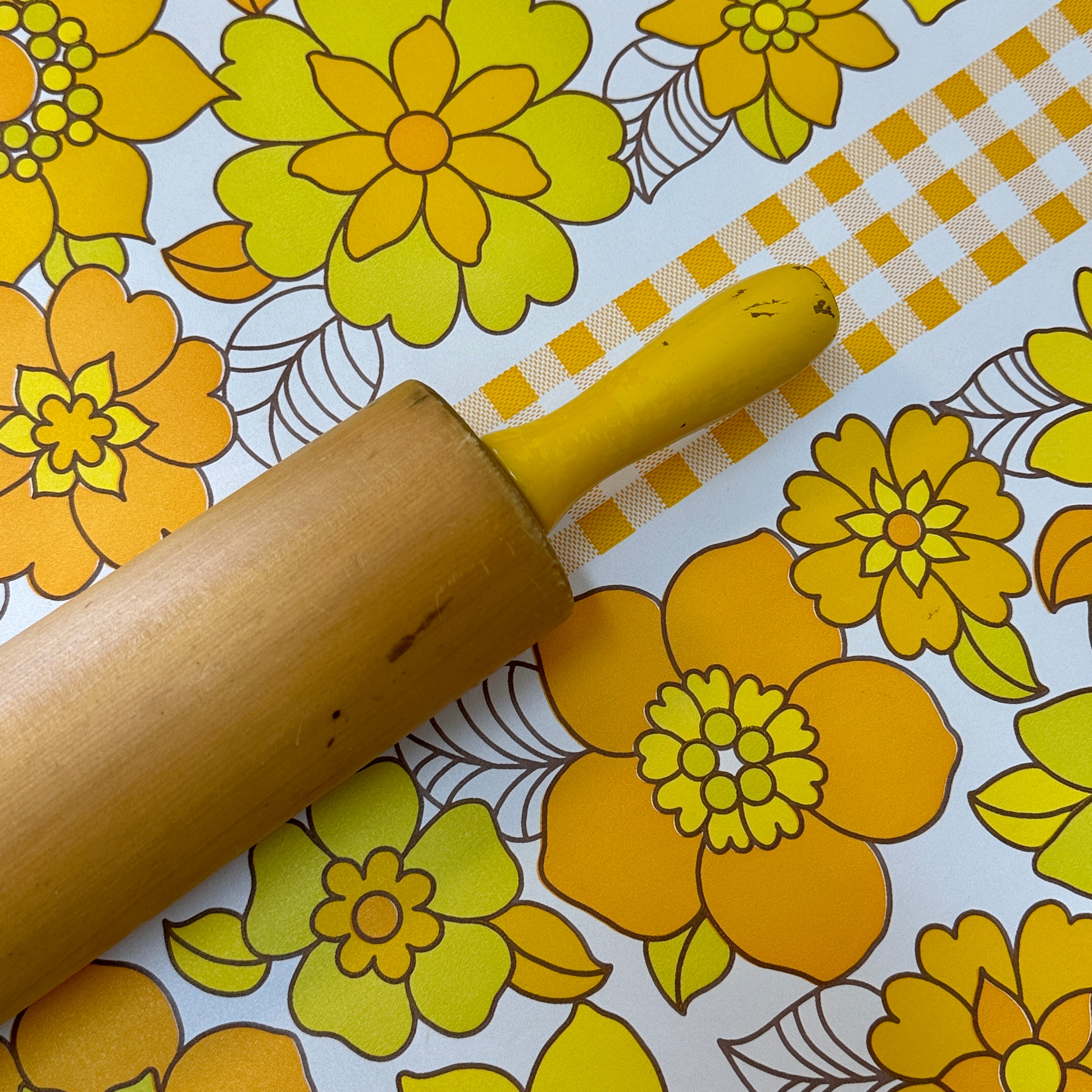 Timber Vintage Rolling Pin Yellow Handles – Pink Peacock