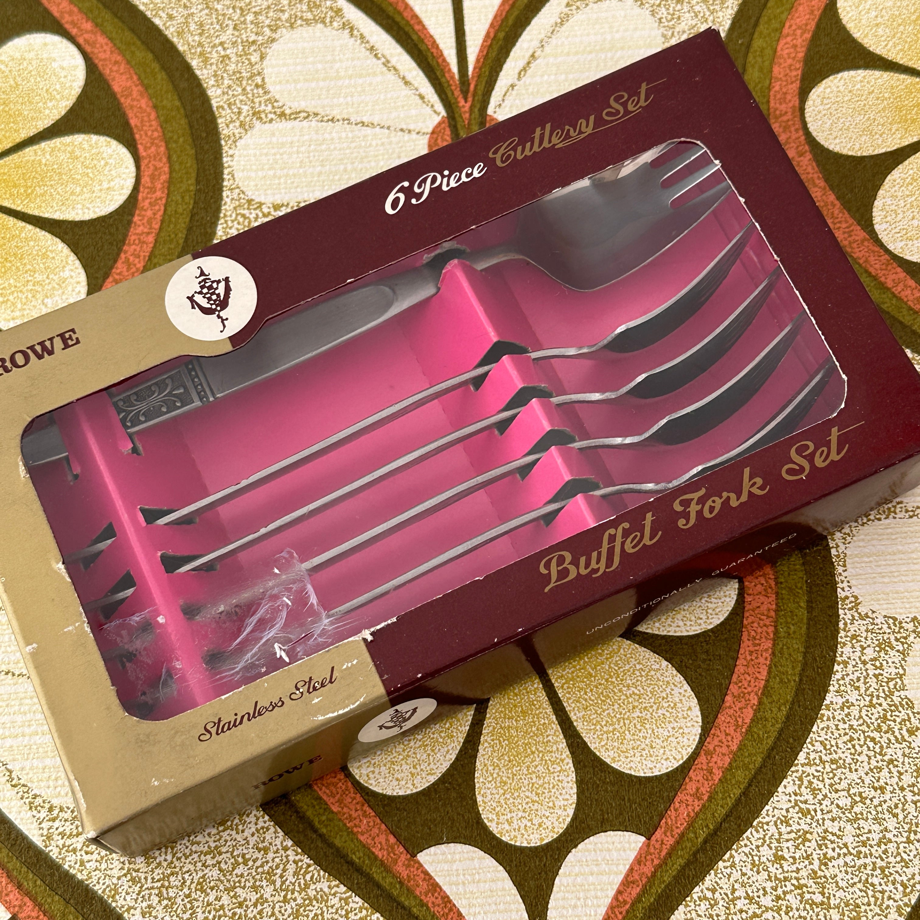 ROWE Retro Buffet Fork Set Mid Century Stainless Steel – Pink Peacock