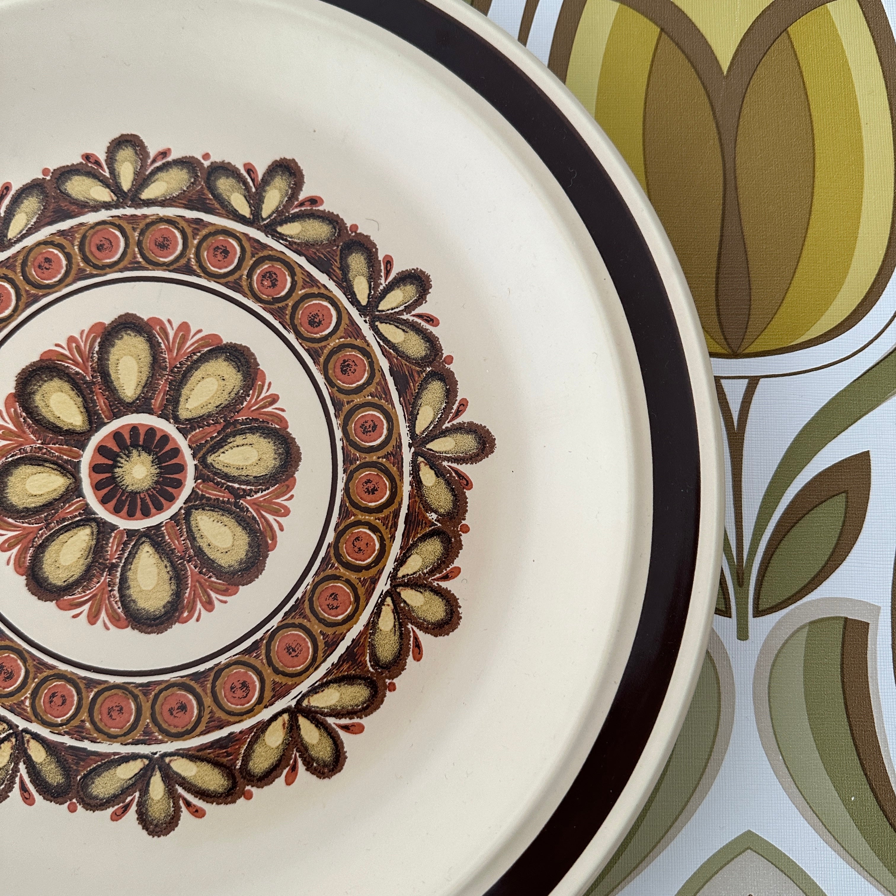 NIKKO Stone JAPAN Large Plate Vintage – Pink Peacock