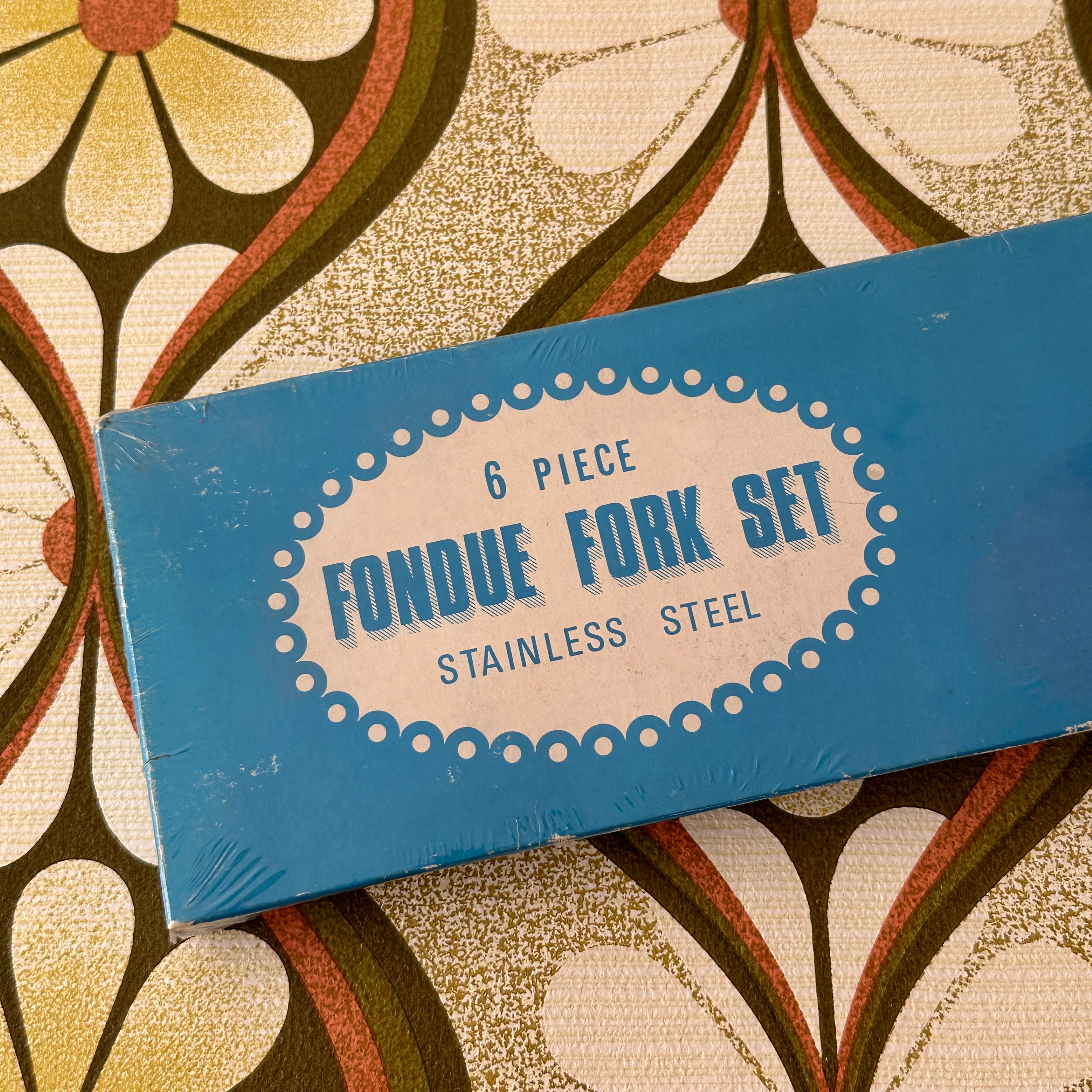 UNUSED Vintage Retro Fondue SET – Pink Peacock