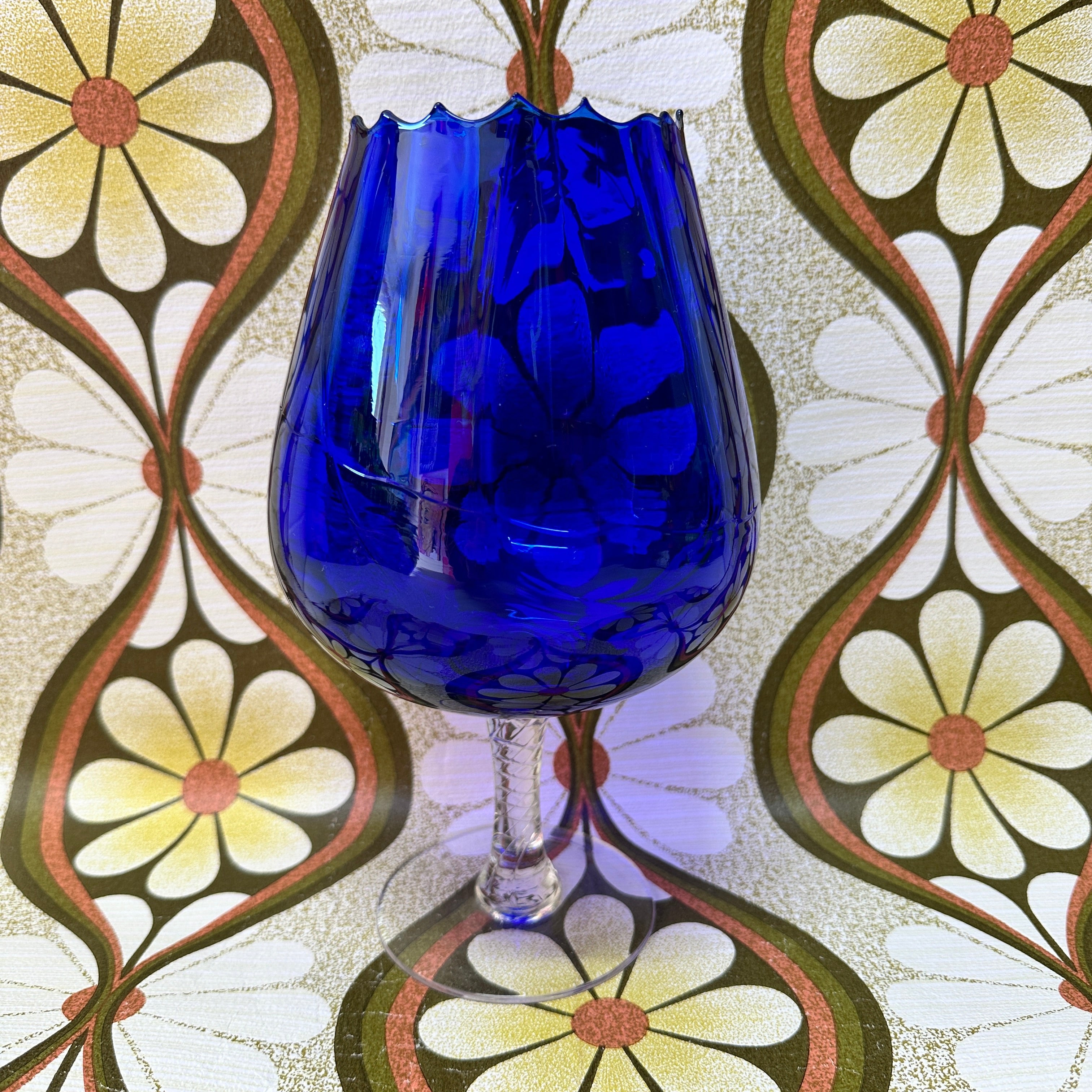 EMPOLI Cobalt Blue Glass Candy Dish Brandy Balloon – Pink Peacock