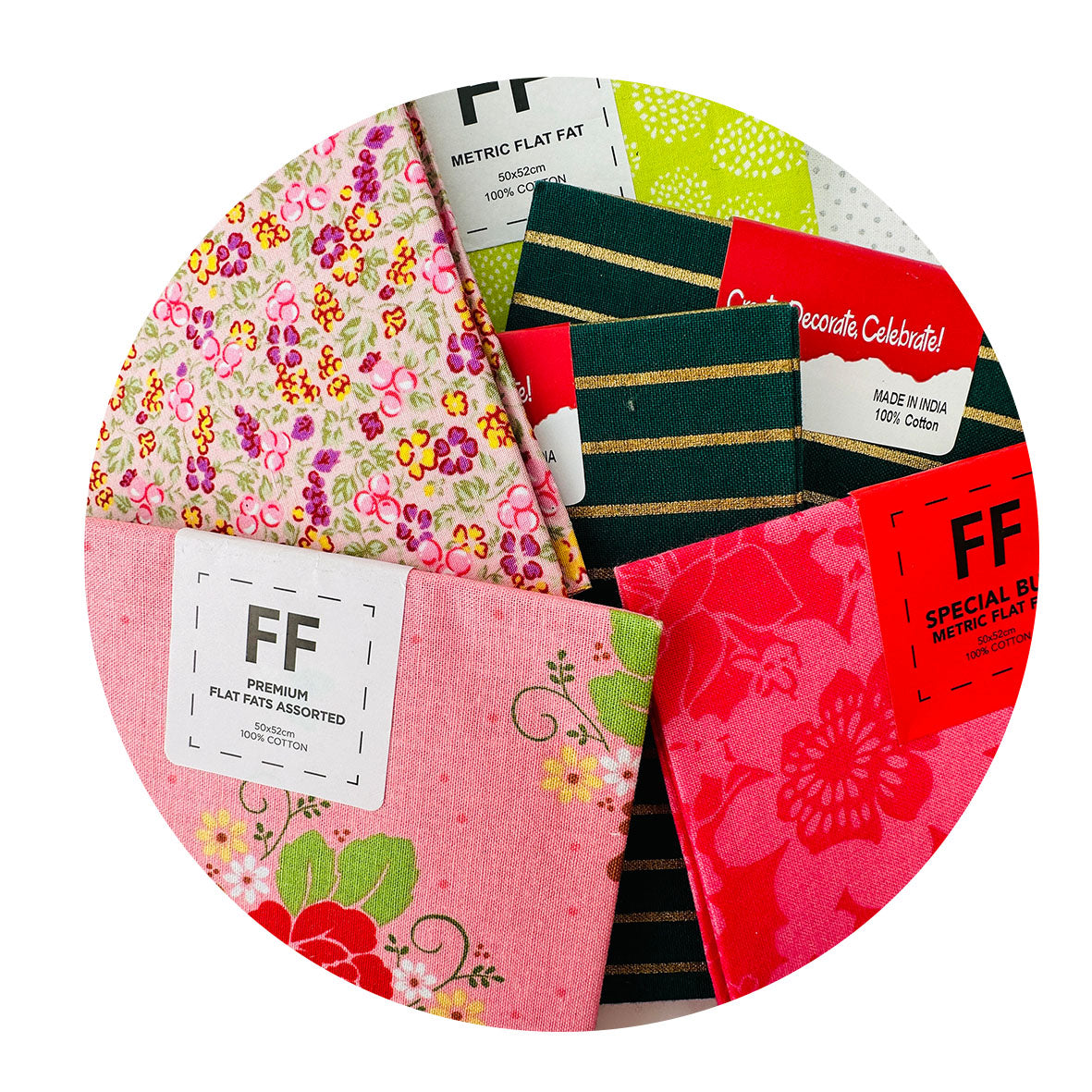 x 7 MODERN Fat Quarters 100% Cotton – Pink Peacock