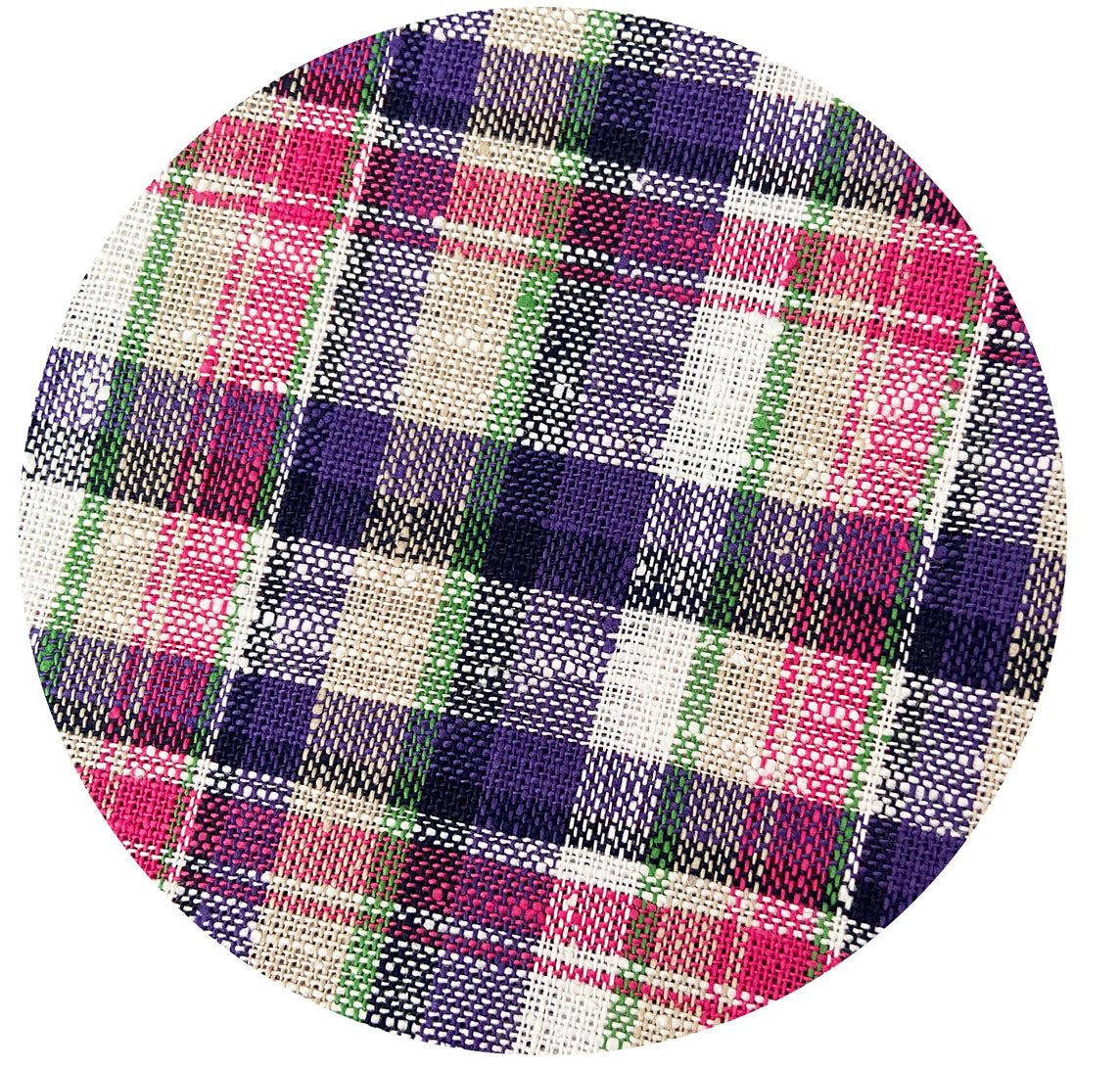 140cms Checked Vintage Purple Fabric – Pink Peacock
