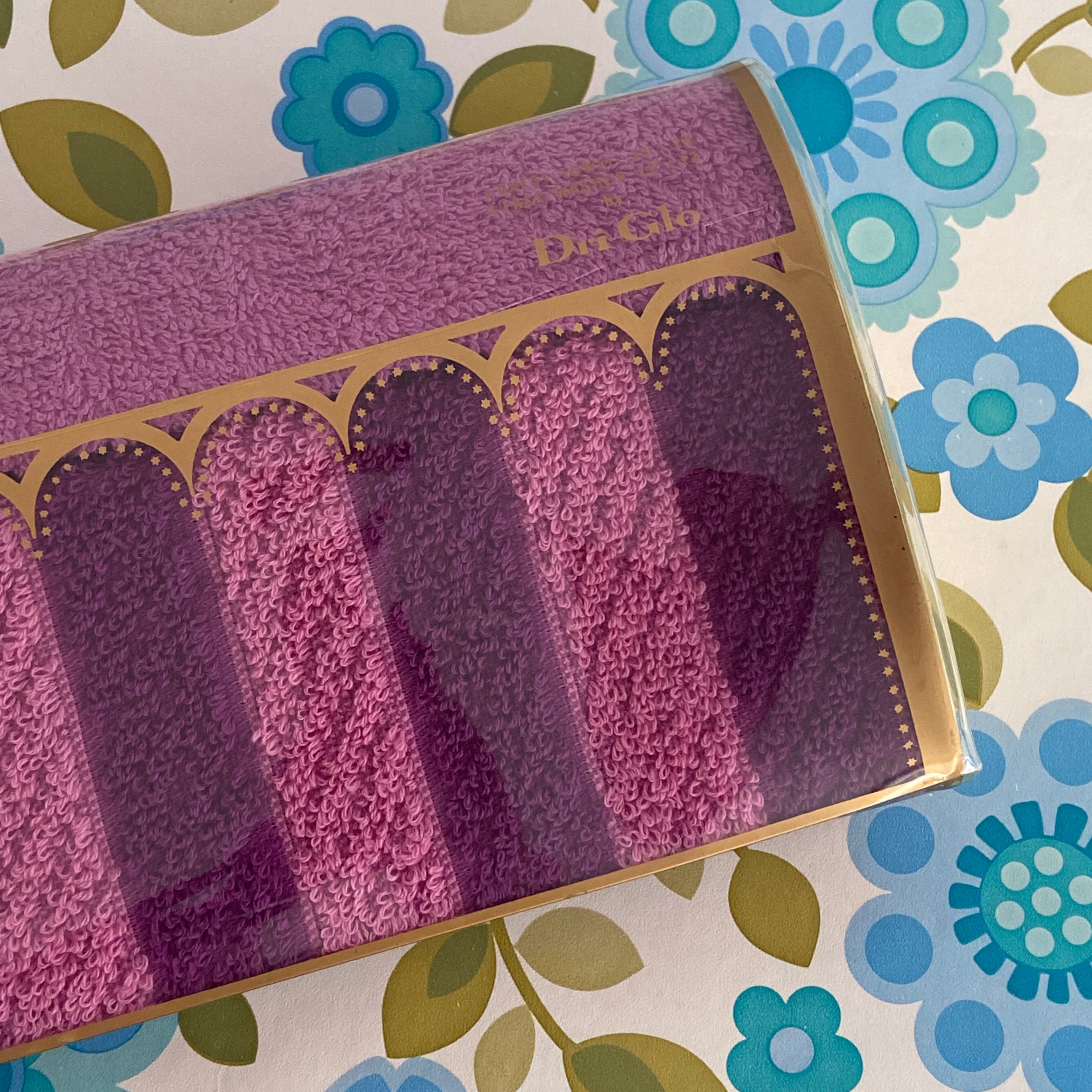 Retro PURPLE Bright Vintage Face Washers BOXED Pair – Pink Peacock