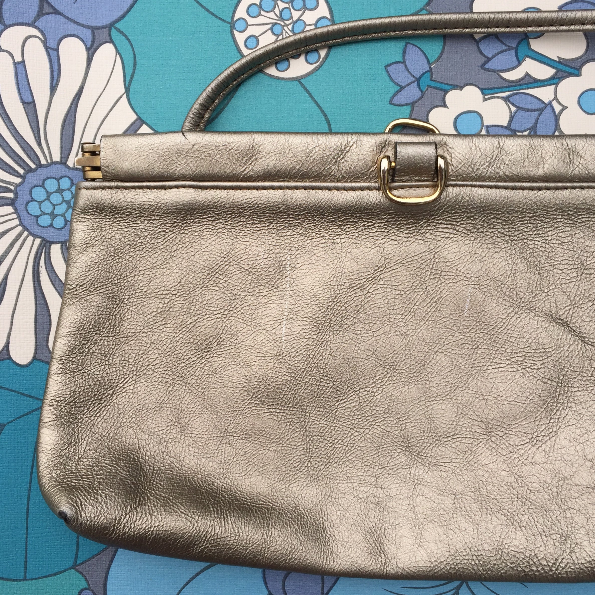 Metallic Genuine LEATHER Handbag Witney Green GLAM Club Evening Bag Go ...