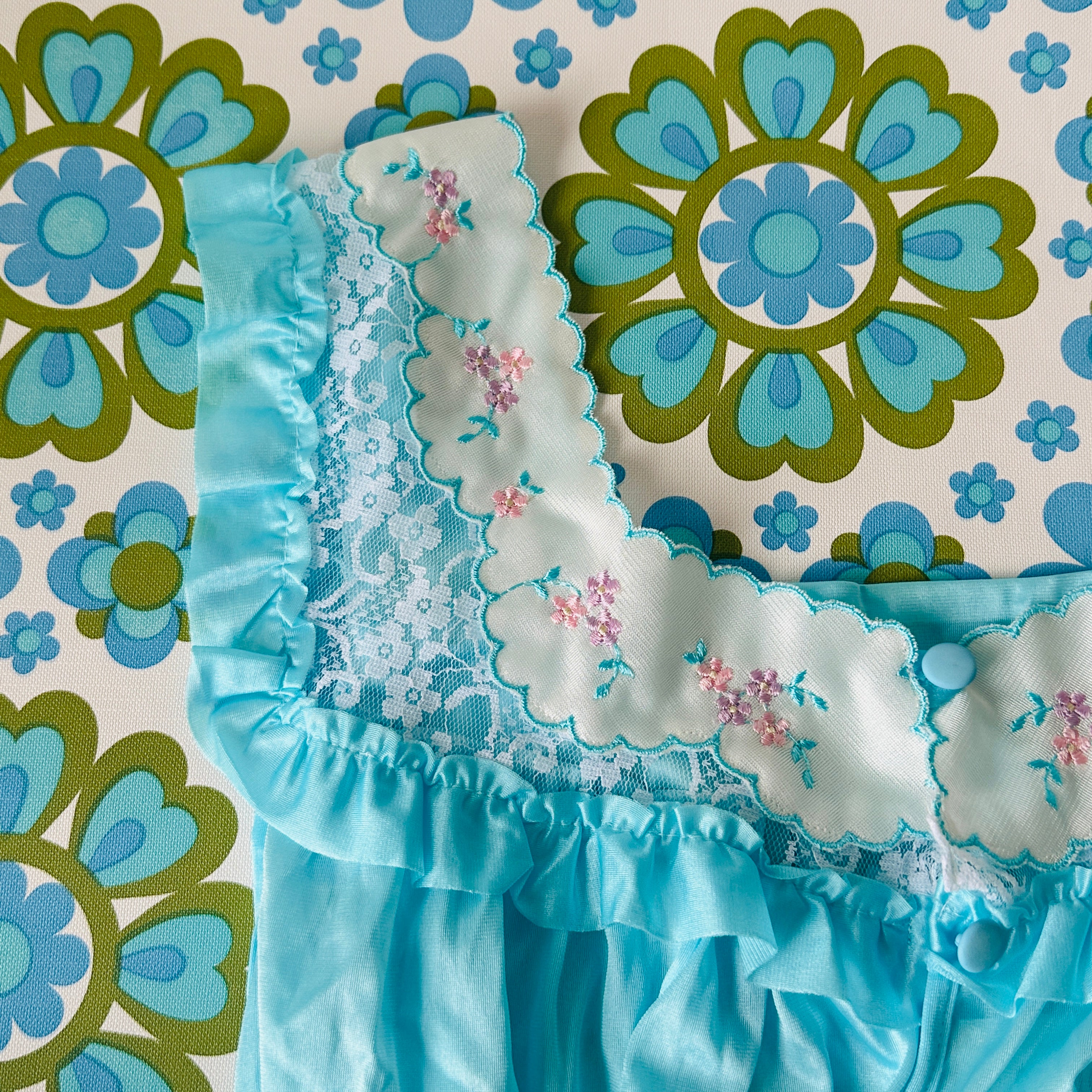 VINTAGE Blue Maxi Ladies Night Gown – Pink Peacock