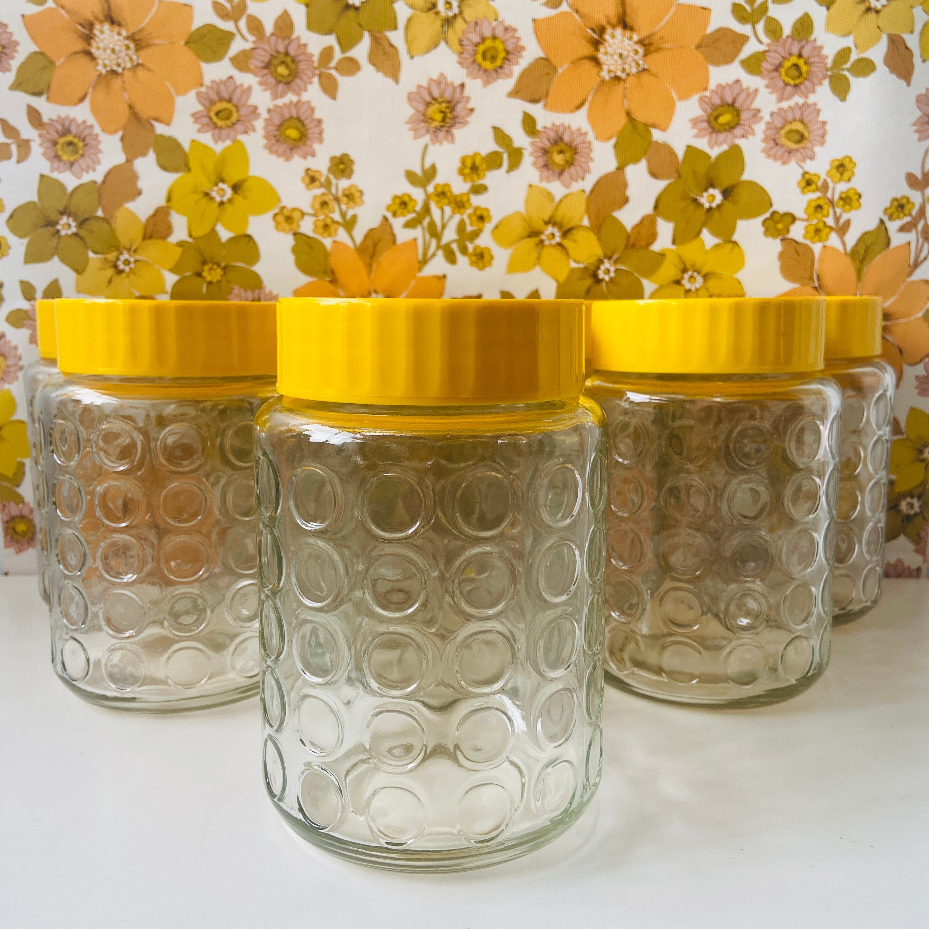 Yellow BUBBLE Glass Jar x ONE Retro Kitchen – Pink Peacock