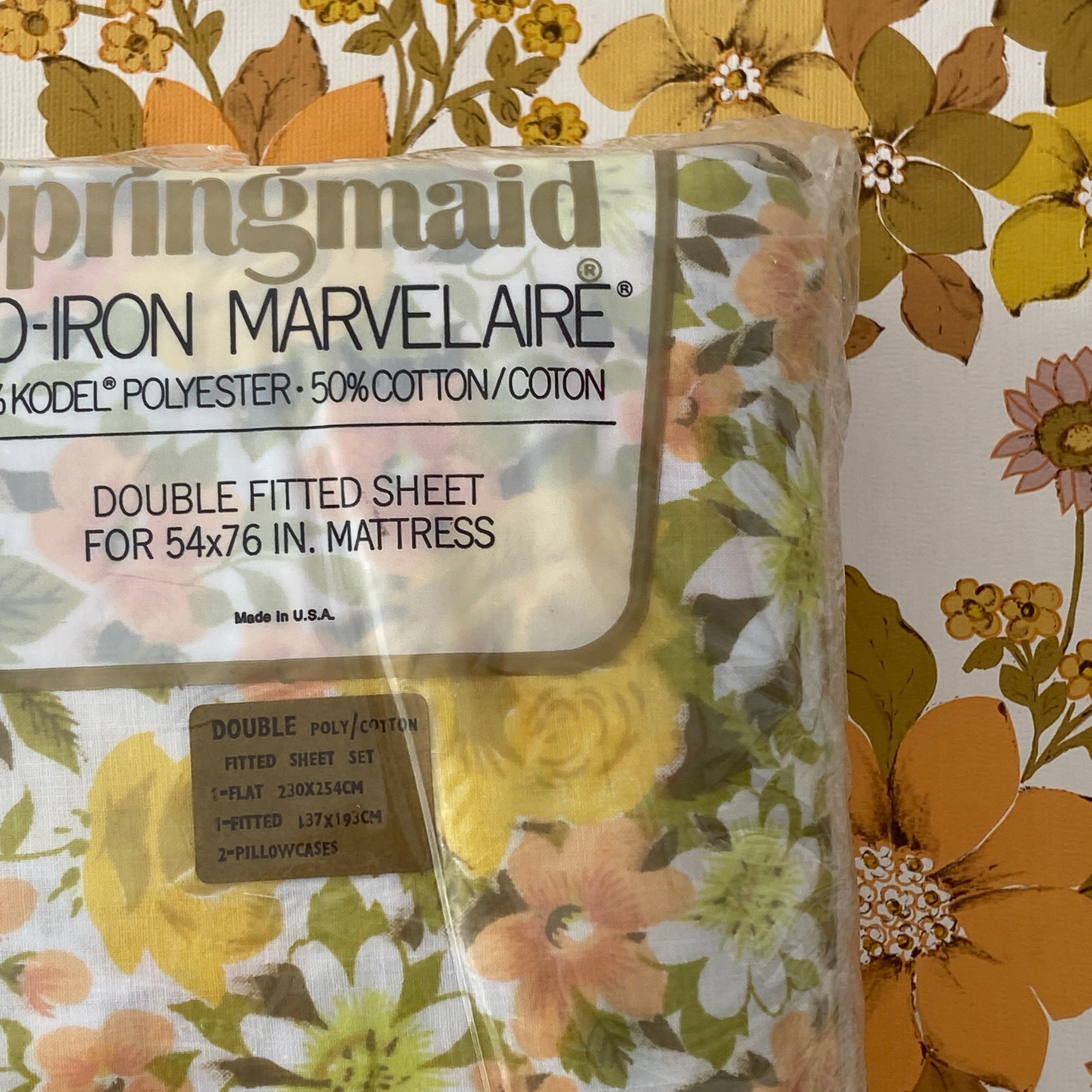 SPRINGMAID Double Bed Sheet Set Yellow – Pink Peacock